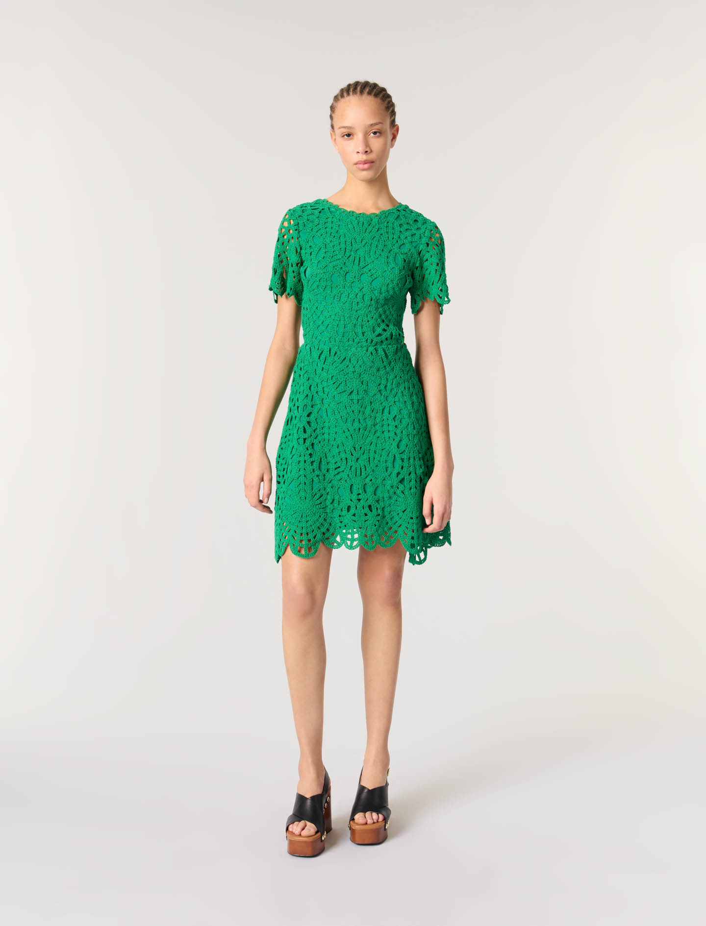 Short crochet dress Green for Women | Maje