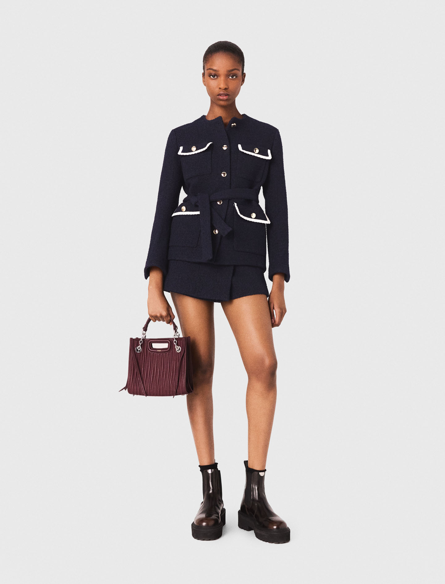 4-pocket tweed jacket Navy for Women | Maje