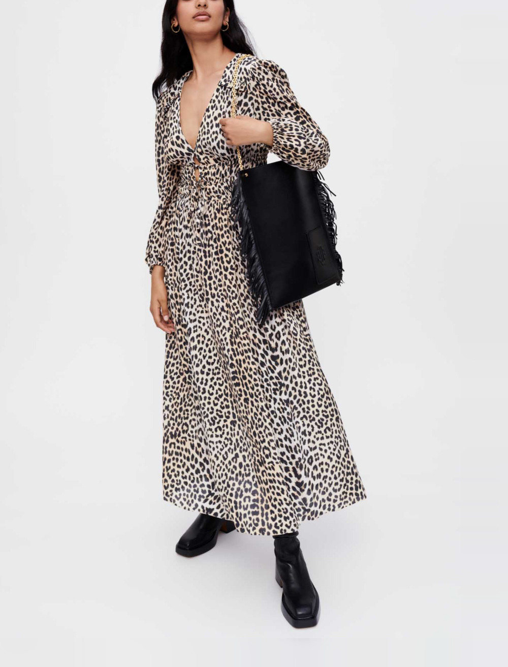 Leopard-print viscose maxi dress Printed for Women | Maje