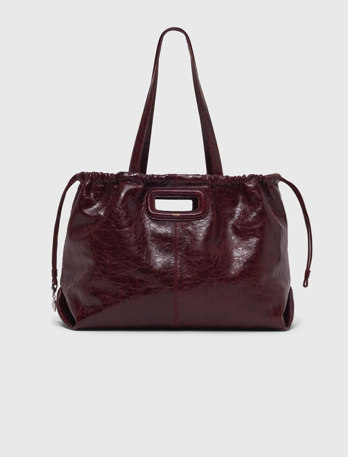 Crackled leather M Tote bag Red for Women | Maje